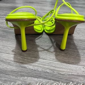 Zara | Shoes | Zara Neon Green Ankle Tie Heeled Sandals 38 | Poshmark